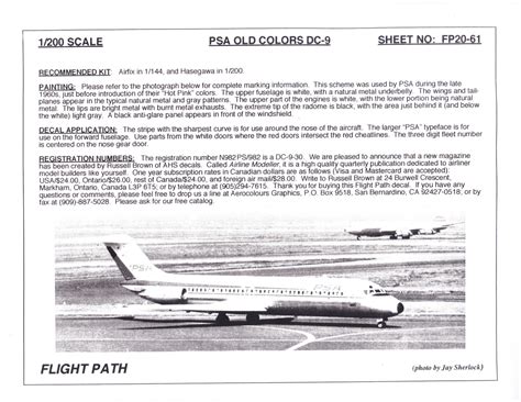 1 200 Scale Decal Psa Dc9 30 Factory Livery