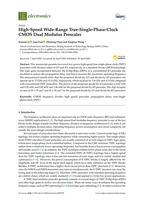 Pdf High Speed Wide Range True Single Phase Clock Cmos Dual Modulus Prescaler