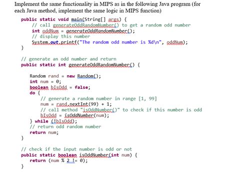 solved implement the same functionality in mips as in the