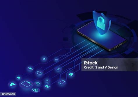 Isometric Mobile Phone Network Security Information Transfer Background Mobile Data Security