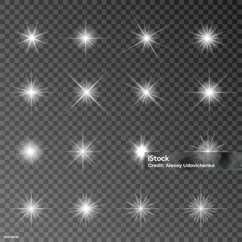 Set Efek Cahaya Bintang Sinar Sorotan Kilatan Terang Cahaya Natal Khusus Glim Cahaya Png Elemen