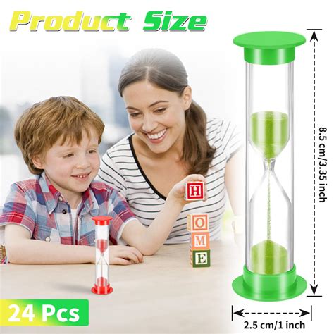 24 Pcs 5 Minute Sand Timer Colored Plastic Hourglass Timer Classroom Sand Timers