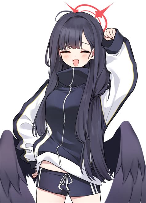 Safebooru D Bagjeomlye88315 Black Hair Blue Archive Blush Closed