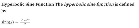 Answered Hyperbolic Sine Function The Hyperbolic Bartleby