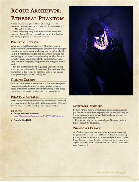 Ethereal Phantom Rogue Rogue Archetypes Archetypes Dungeons And