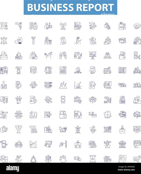 Business Report Line Icons Signs Set Business Report Analysis Data Findings Results