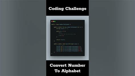 🔢↪️ Coding Challenge Convert Number To Alphabet ↩️🔠 Youtube