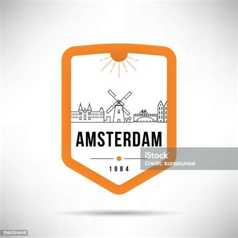 Amsterdam City Modern Skyline Vector Template Stock Illustration