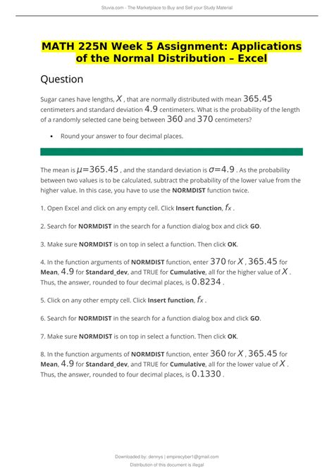 summary math 225n week 5 assignment applications of the normal