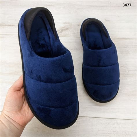 Капці домашні чоловічі Белста сині велюрові із задником 41 р 26 5 см 3477 Оригінальне взуття