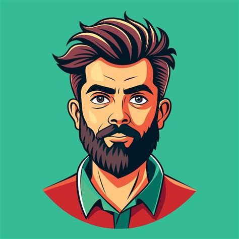 Premium Vector Cute Beard Man Cartoon Vector Drawing