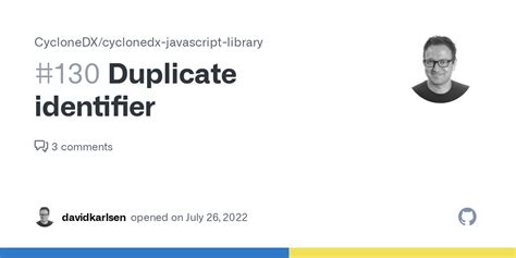 Duplicate Identifier · Issue 130 · Cyclonedxcyclonedx Javascript