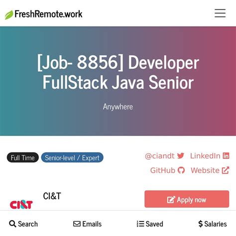 📢 ciandt is hiring a [job 8856] developer fullstack java senior r