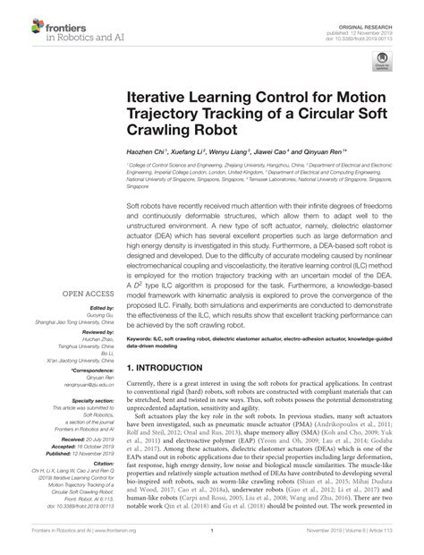 pdf iterative learning control for motion trajectory tracking of a