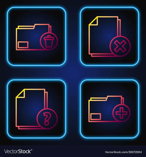 Set Line Add New Folder Unknown Document Delete Vector Image