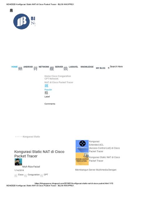 Konfigurasi Static Nat Di Cisco Packet Tracer Pdf