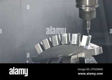 The 5 Axis Machining Center Cutting The Water Turbine Blade Part With Ball End Mill Tool The Hi
