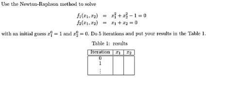 Solved Use The Newton Raphson Method To Solve Chegg