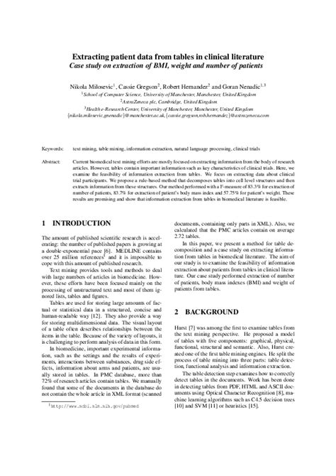 Pdf Extracting Patient Data From Tables In Clinical Literature Case