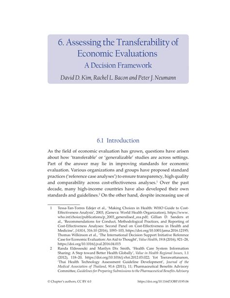 Pdf 6 Assessing The Transferability Of Economic Evaluations A Decision Framework