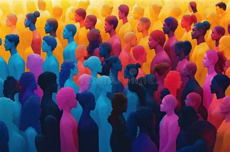 Abstract Silhouettes Of Diverse People Represent Multicultural Unity