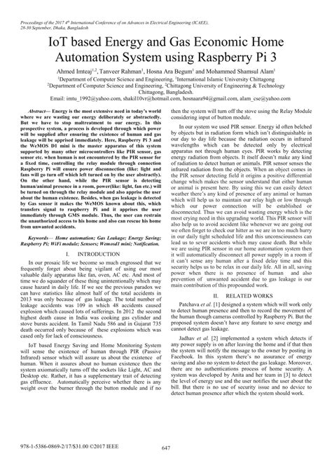 Pdf Iot Based Energy And Gas Economic Home Automation System Using