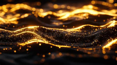 Abstract Image Of Golden Light Waves Undulating Over A Dark Surface The Light Creates A
