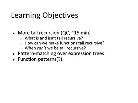 PPT Understanding Tail Recursion And Pattern Matching In Functional
