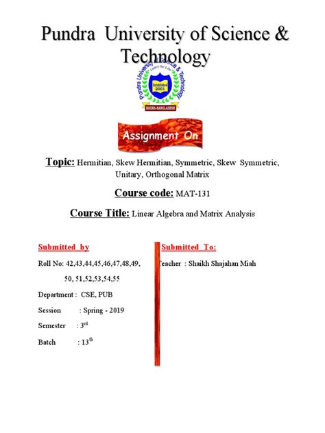 symmetric hermitian matrix pdf matrix mathematics functional