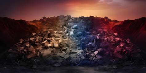 쓰레기 매립지 폐기물을 에너지로 변환하여 지속 가능한 폐기물 관리 개념 폐기물 관리는 쓰레기 비 재생 에너지 지속 가능한 솔루션 환경 보존 프리미엄 Ai 생성 이미지