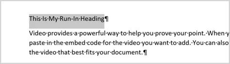 How To Create Run In Headings In Microsoft Word Indented And Left Aligned