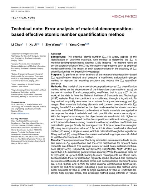 Technical Note Error Analysis Of Material‐decomposition‐based