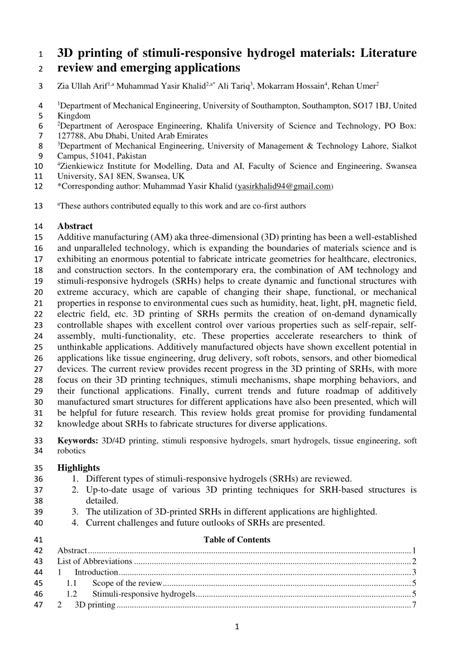 Pdf 3d Printing Of Stimuli Responsive Hydrogel Materials Literature