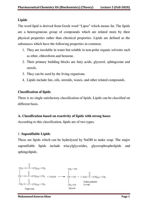 SOLUTION Lipids And Its Classification Studypool