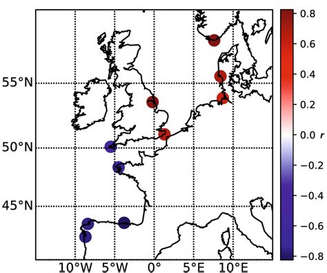 Correlation Coefficients R Between The Winter Nao And The Timing Of