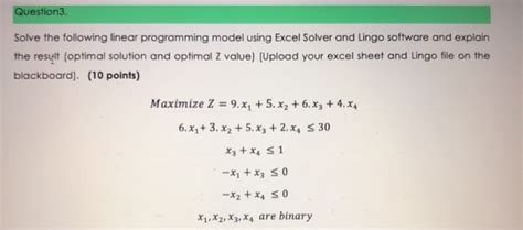 Solved Solve Using Excel If You Have Lingo Show What The