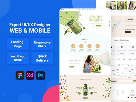 responsive ui ux web design app ui landing page ui in figma or xd