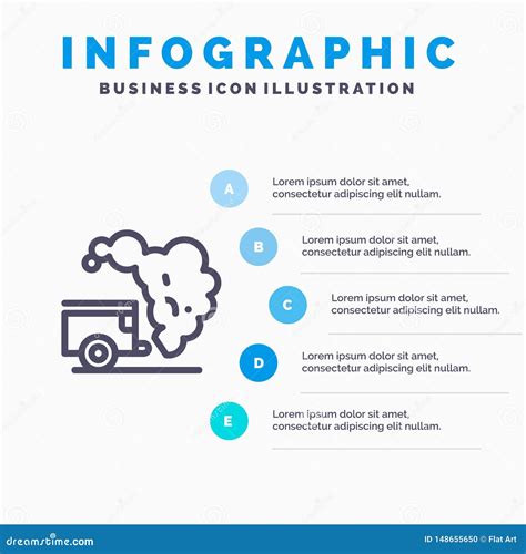 Dump Environment Garbage Pollution Line Icon With 5 Steps Presentation Infographics
