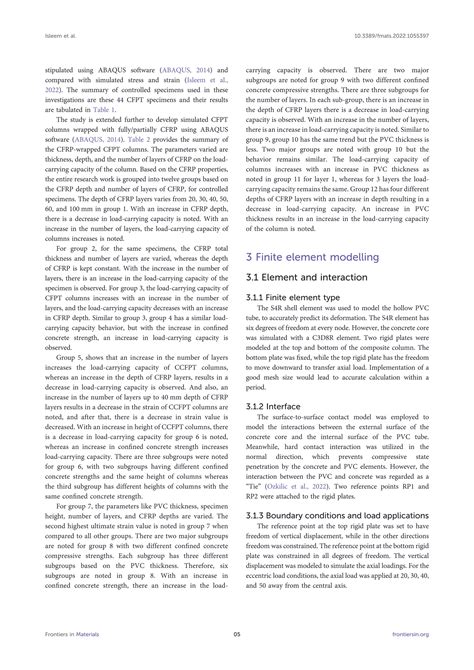 Finite Element And Theoretical Investigations On Pvc Cfrp Confined Concrete Columns Under Axial