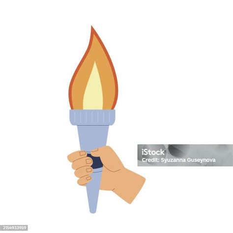 타오르는 불꽃을 손에 든 횃불 인간의 팔을 들고 스포츠 게임 승리 및 챔피언 경쟁의 상징 고립된 벡터 평면 그림 경기 스포츠에 대한 스톡 벡터 아트 및 기타 이미지 Istock
