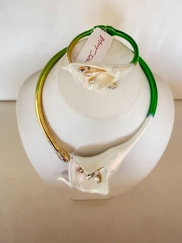 Nwt Betsey Johnson Calla Lily Collar Necklace Bracelet Set Floral