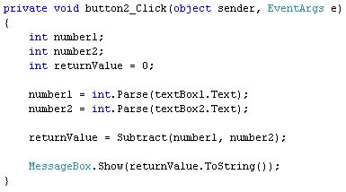Visual C Net Getting Values Back From Methods