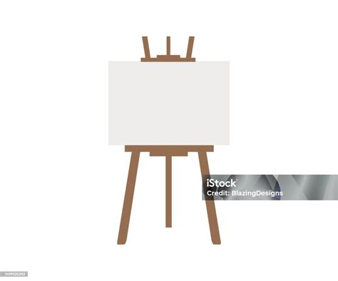 현실적인 페인트 책상 나무 이젤 및 드로잉 페이퍼 한 장 아트웍 빈 캔버스 확장된 캔버스 패널 벡터 디자인 및 일러스트레이션 0명에 대한 스톡 벡터 아트 및 기타 이미지