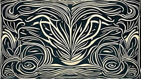 Premium Ai Image Elegant Water Pattern Linocut Art Nouveau Wallpaper