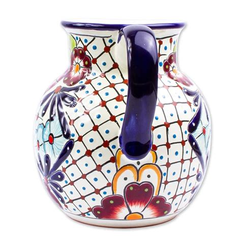 Colorful Talavera Style Ceramic Pitcher Colors Of Mexico Novica