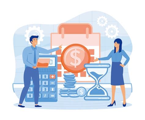 Premium Vector Payment Date Concept People Are Standing Near To A Calendar With A Due Date