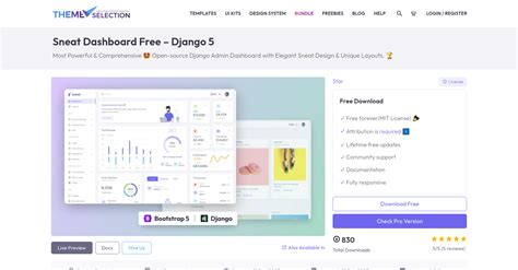 Sneat Free Django Admin Template Is Built With Django
