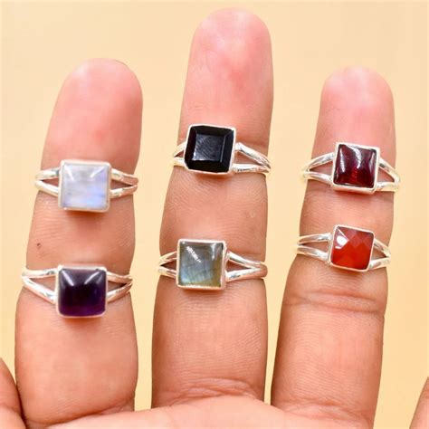 Unisex Handmade 925 Sterling Silver Gemstone Ring Weight 3gm 6us To