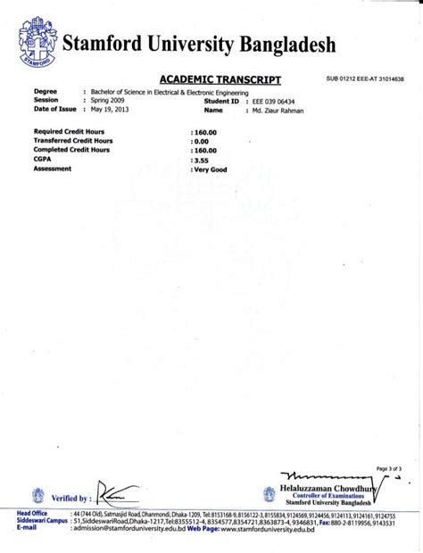 B Sc Academic Transcript 3