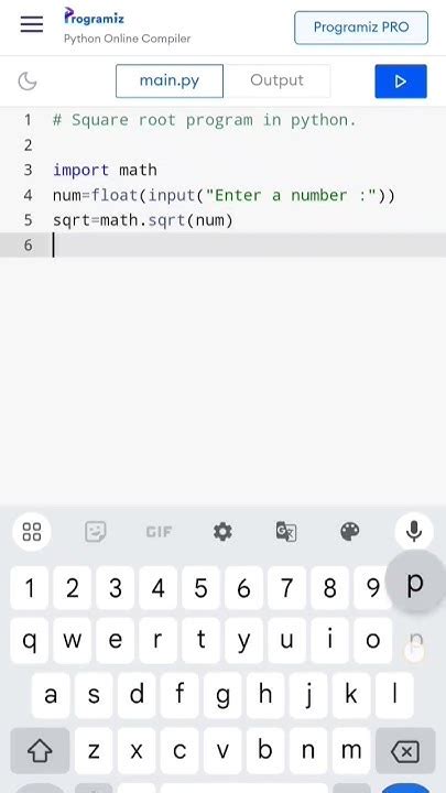 Square Root Program In Python Shorts Short Shortvideo Subscribe
